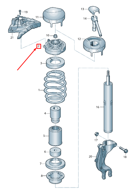 AUDI A4 Quattro B9 Front Upper Shock Absorber Mounting 8W0412377B ...