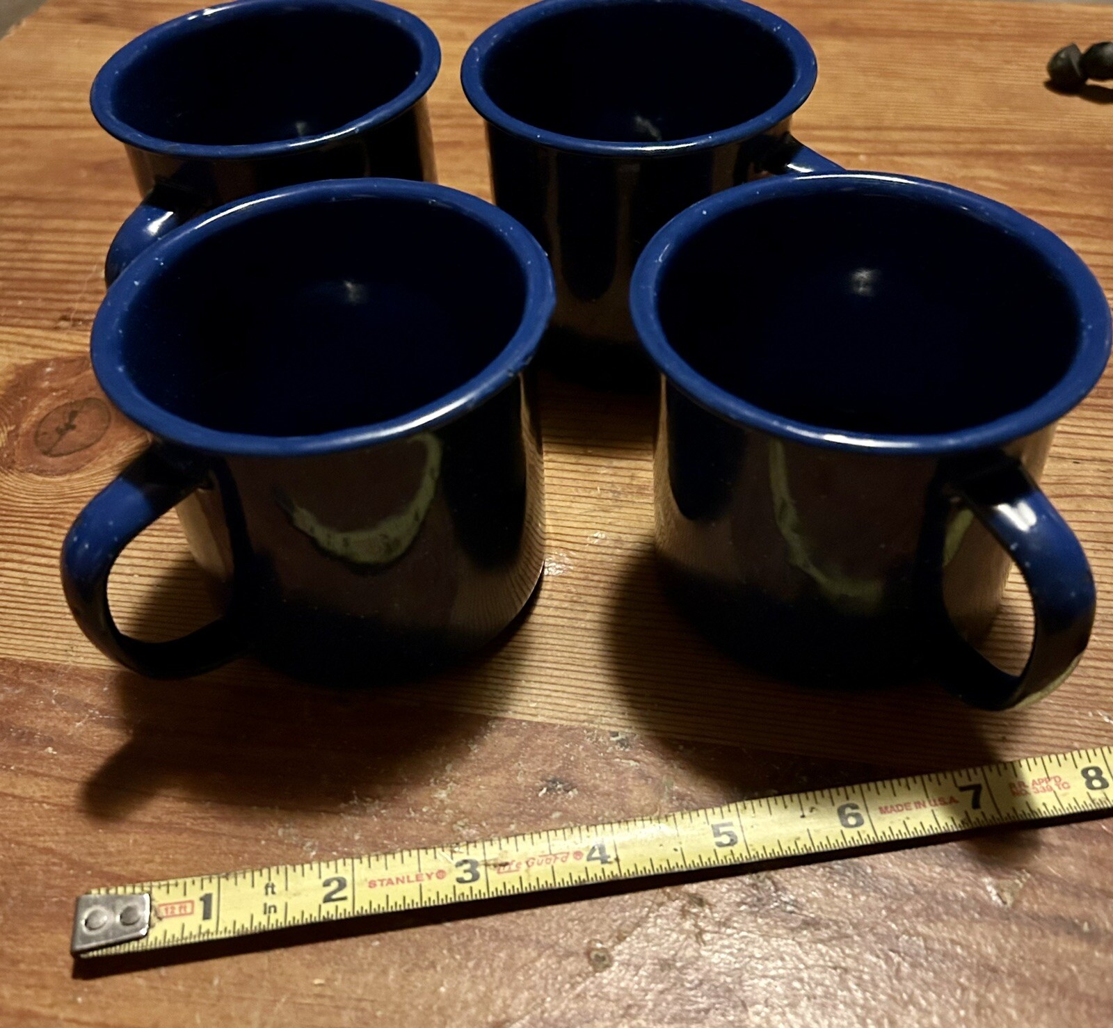 Vintage Blue Enamal Coffee Cups (4) 3 1/4” Round 3 1/4” Tall | eBay