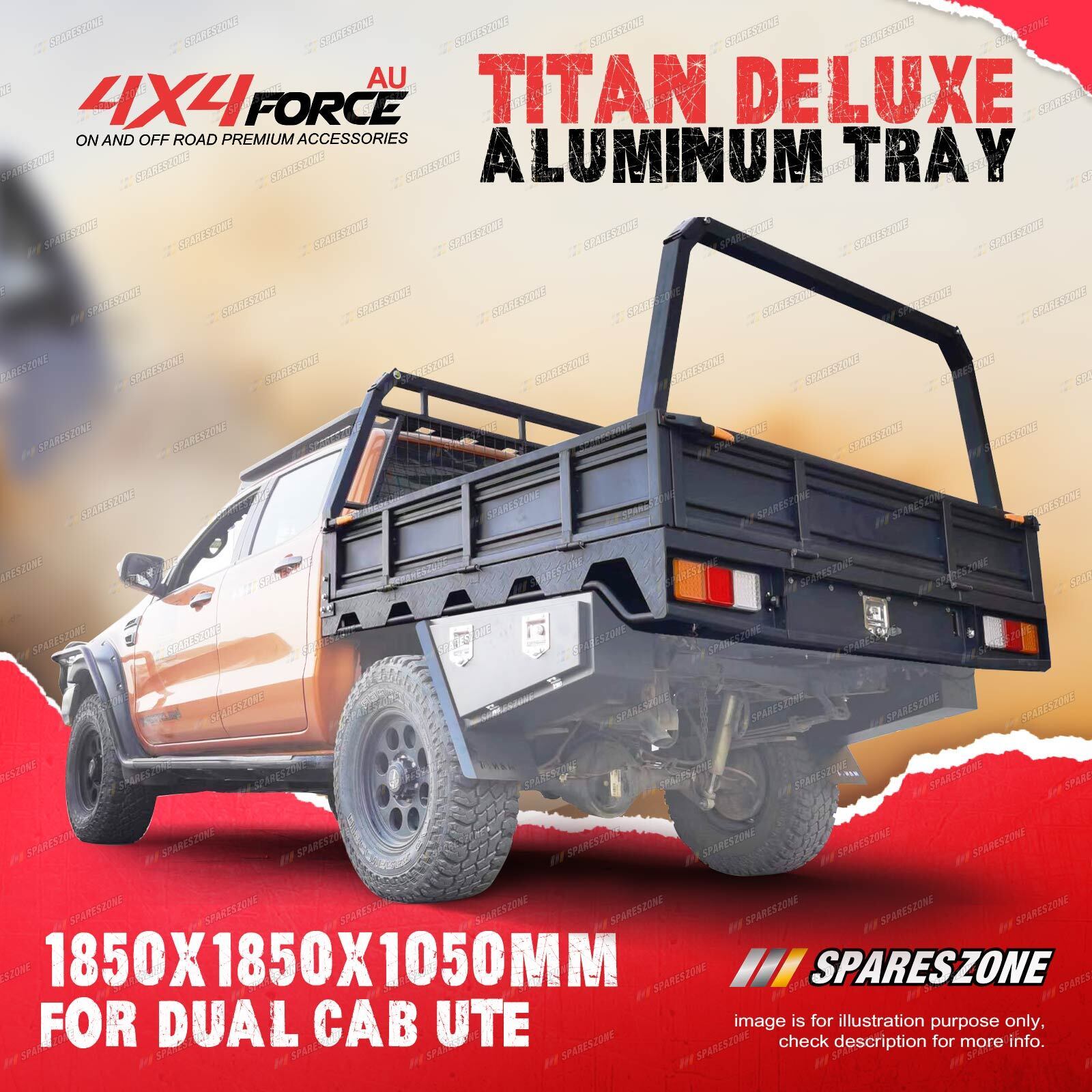 4X4FORCE 1850x1850x1050mm Aluminium Trays for Holden Colorado Dual Cab ...