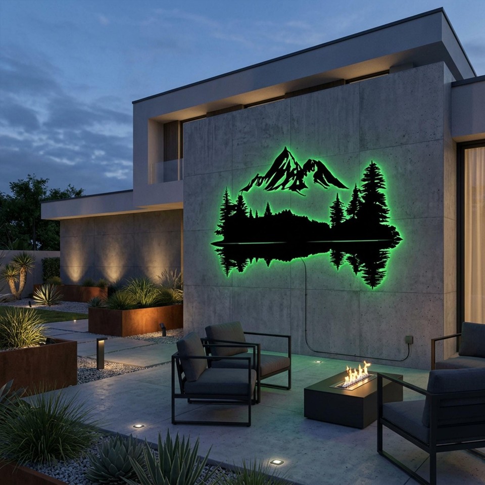 Forest and Mountain Metal LED Wall Decor: Nature Home Decor, Outdoor ...