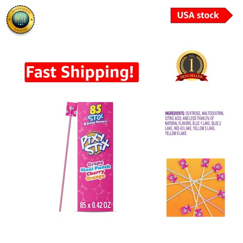 Pixy Stix Variety Pack - 85 Colorful Sour Powder Straws, Perfect for ...