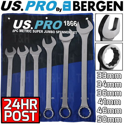 US.PRO JUMBO Spanners 6pc Combination Spanner Wrench Set 33 34 36 41 46 ...