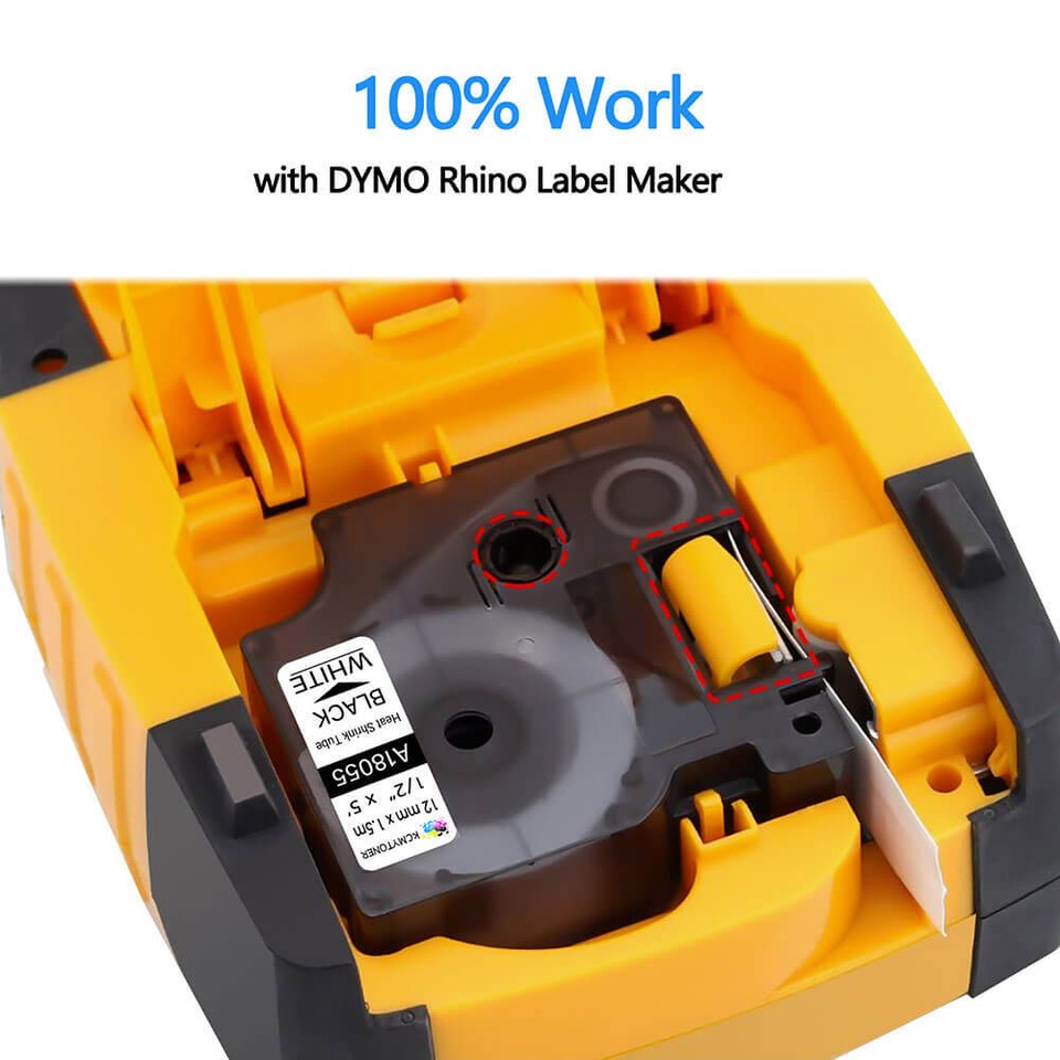 Heat Shrink Tube Wire Label Cartridge 18055 1/2" For Dymo RHINO 5200 ...