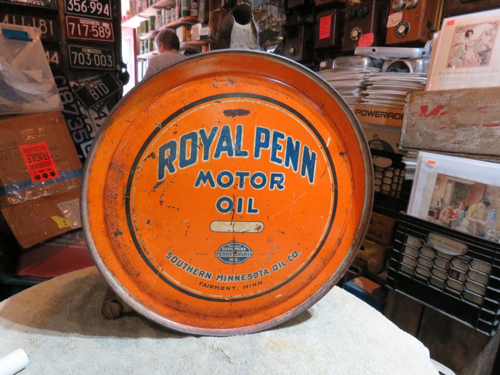 19326 ROCKER OIL CAN 5 GAL, ROCKER, VERY RARE ROYAL PENN MOTOR OIL CO ...