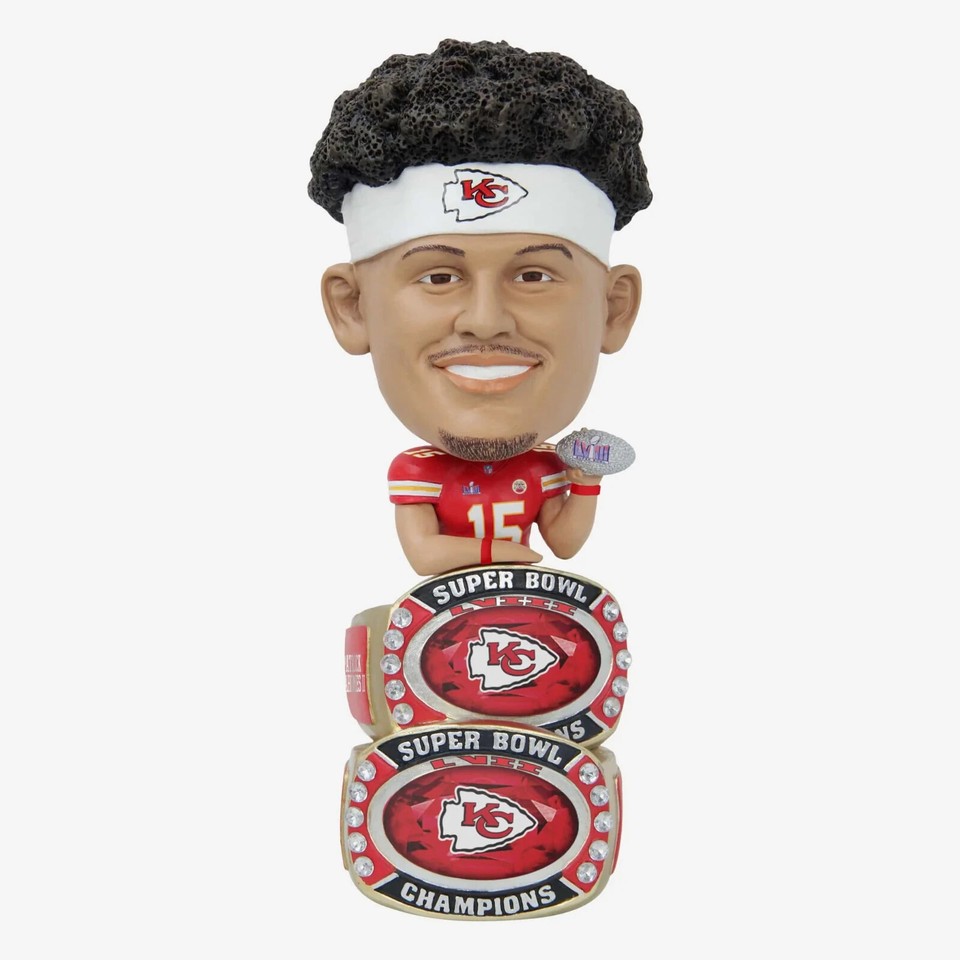 Patrick Mahomes BACK-TO-BACK Super Bowl RING BASE BIGHEAD Bobblehead ...