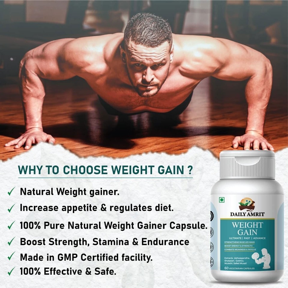 BODY GROW Fast Weight Gain Pills Muscle Gainer WEGHT GAIN 60 CAPSULES ...