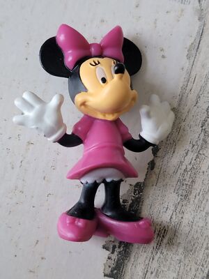 Minnie Mouse Disney pink mini toy figure happy bow | eBay