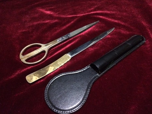 Vintage LERCHE Solingen West Germany 22K Gold Plated Desk Set Scissors ...