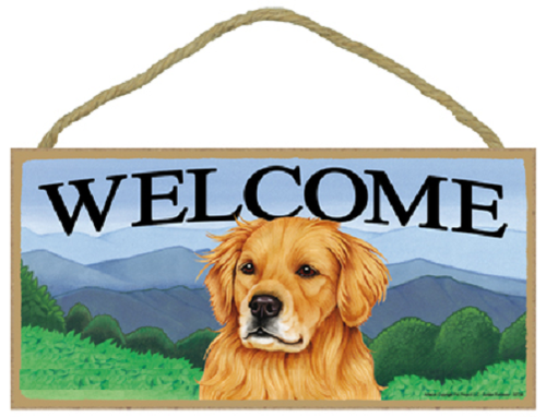 Welcome Golden Retriever Mountain Country Hanging Wood Dog Sign Cute 10 ...