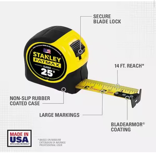 STANLEY FATMAX Tape Measure, 25-Foot (33-725) | eBay