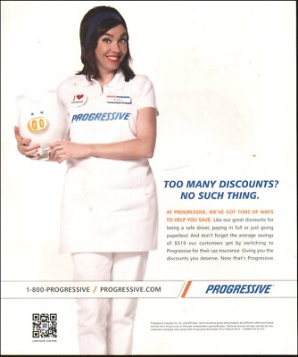 2013 Print ad Progressive Insurance Flo Piggy Bank Humor 06/16/24 | eBay