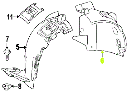 Mercedes - Benz ML OEM Fender Liner Splash Guard 1668841222 Front Right ...