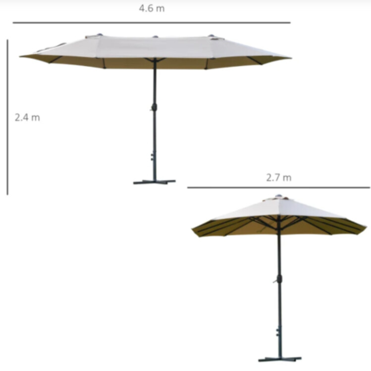 Extra Large Parasol Outdoor Garden Umbrella Sun Patio Canopy Double ...