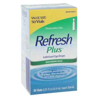 Refresh Plus Lubricant Eye Drops Moist Relief 50 Vials .01 fl oz 0.4 mL ...