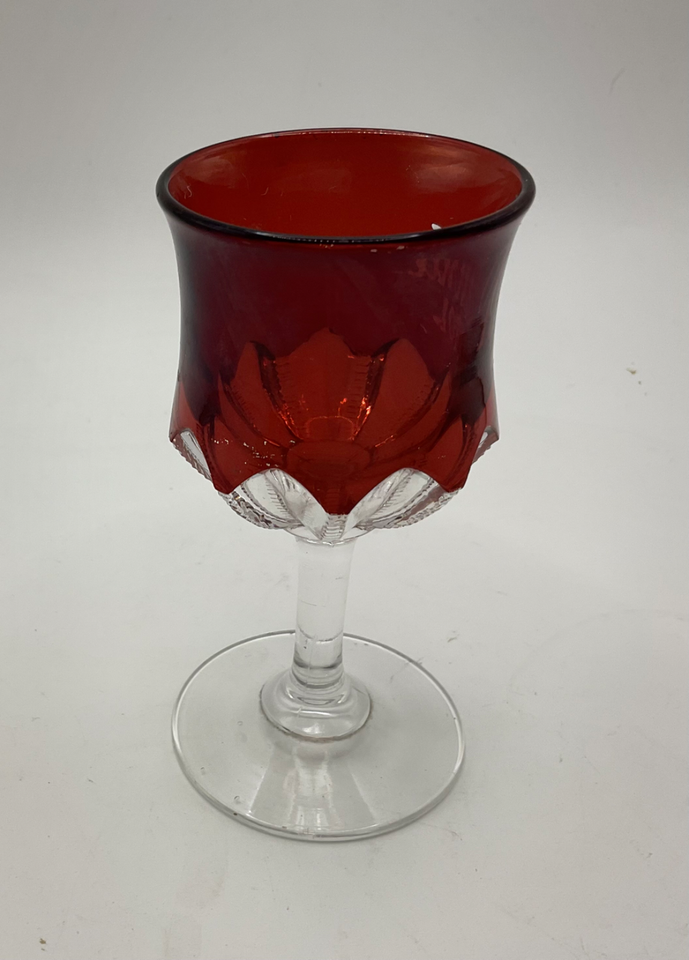 VTG 1901 Ruby Red Flash Glass Souvenir Cordial Goblet | eBay