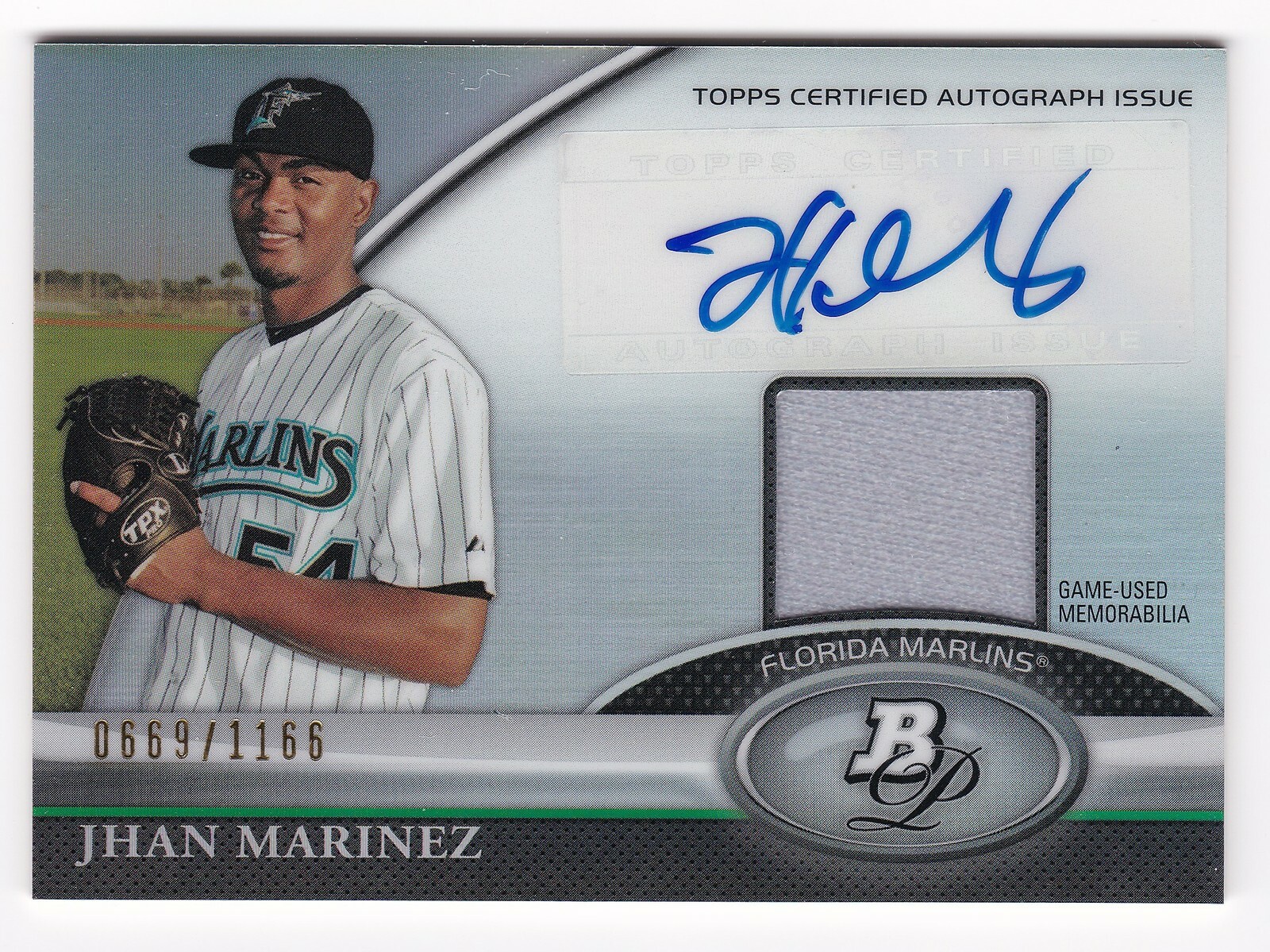 2011 Bowman Platinum Refeactor Jhan Marinez Autograph Jersey RC Florida ...