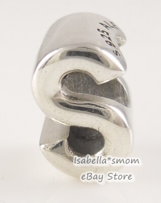Authentic PANDORA Silver LETTER S Birthday Charm/Bead 797473 NEW w ...