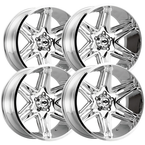 (Set of 4) Vision 363 Razor 22x10 6x5.5" -19mm Chrome Wheels Rims 22 ...