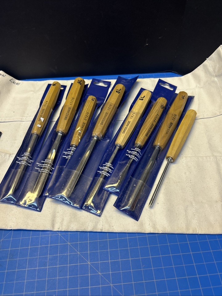 SWISS MADE Wood Carving Tools, Gouges & Chisels Set Of 7 Plus Extra D11 ...
