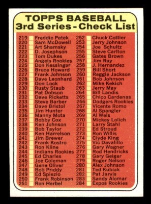 1969 Topps Baseball #214 3rd Series Checklist (219-327) NM *e3 | eBay
