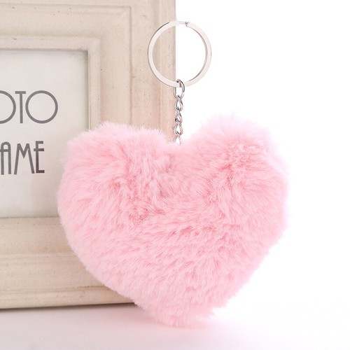 Cute Fluffy Keychain Heart Shape Keys Ring Car Handbag Pendant ...