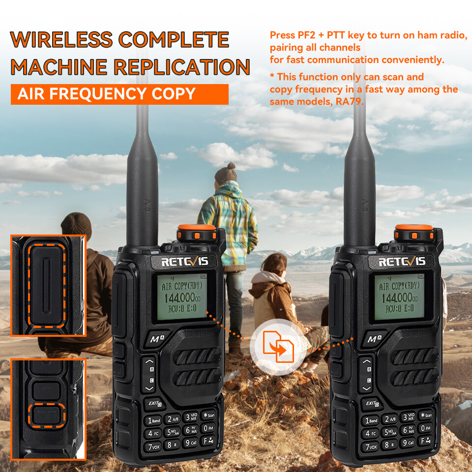 Retevis RA79 Dual Band Ham Walkie Talkies AM Multi-band Receiving Two ...
