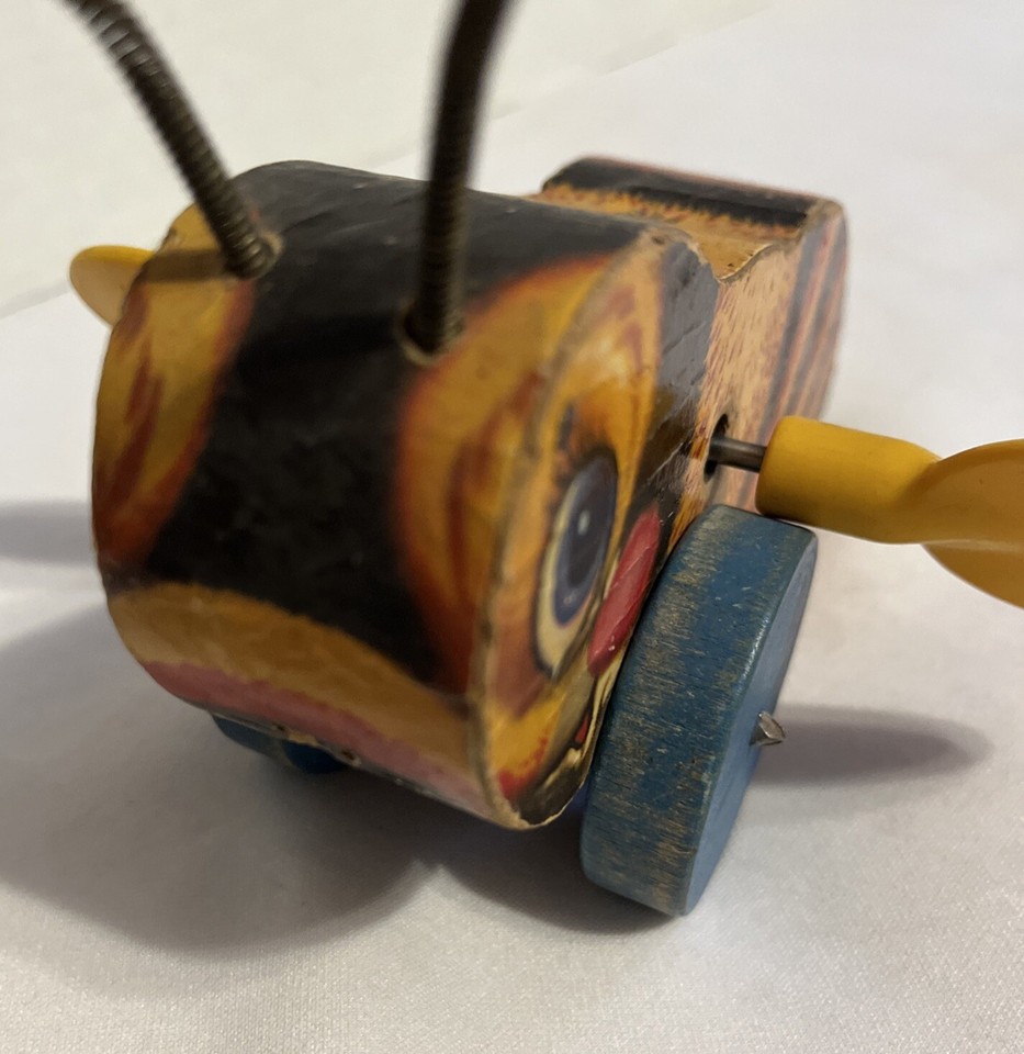 Fisher Price BUZZY 325 Vintage Yellow & Black Bee Wooden Toy WORKS | eBay