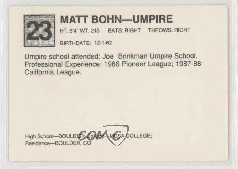 1988 Cal League California League All-Stars Matt Bohn #23 | eBay