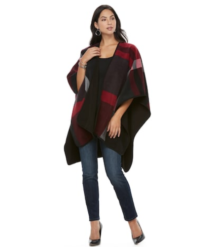 Women's Apt. 9 Reversible Plaid Fleece Ruana - 64" x 44" MSRP $58.00 ...
