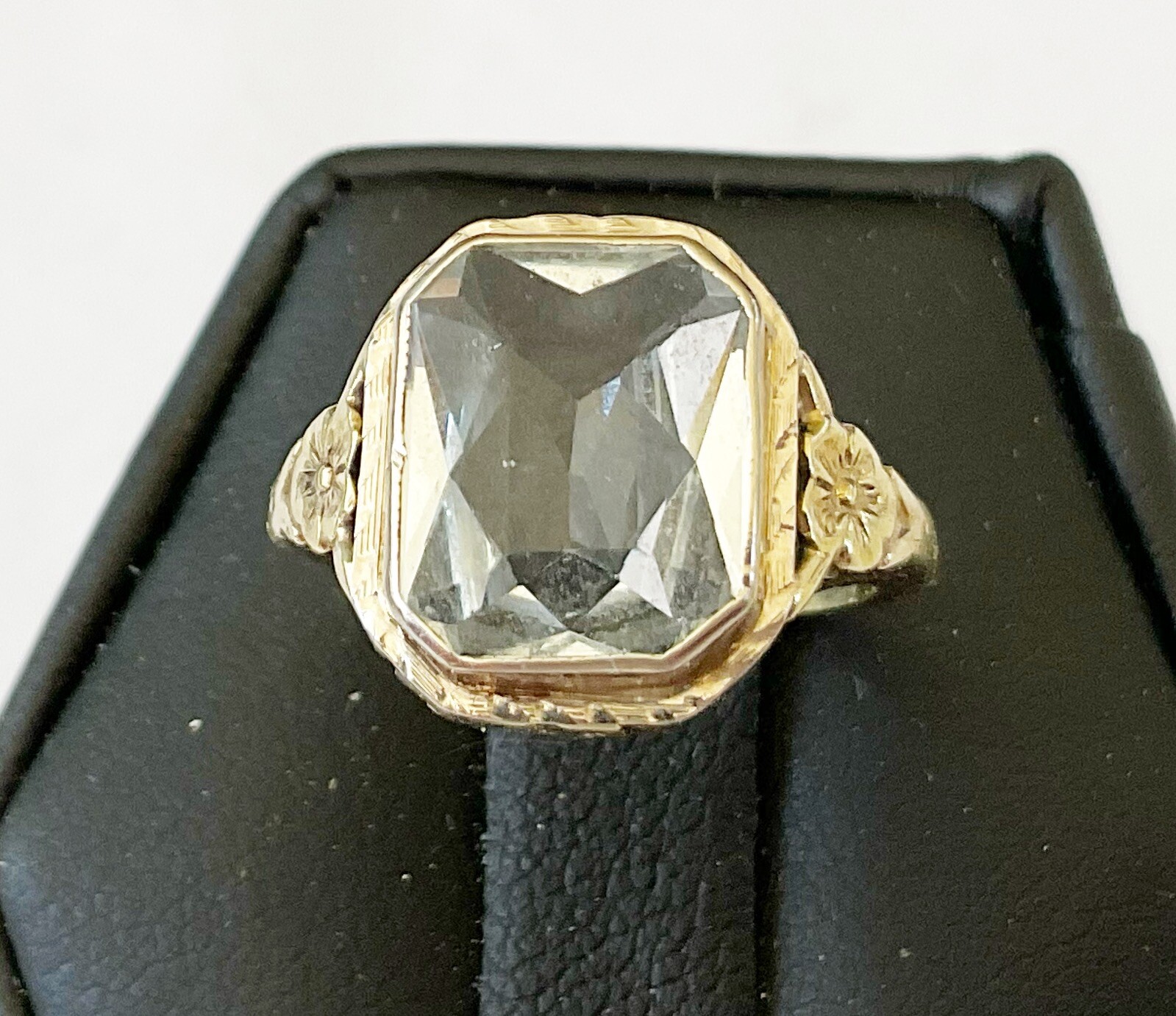 Antique Art Nouveau 14k Aquamarine Yellow Gold Ring - Gem