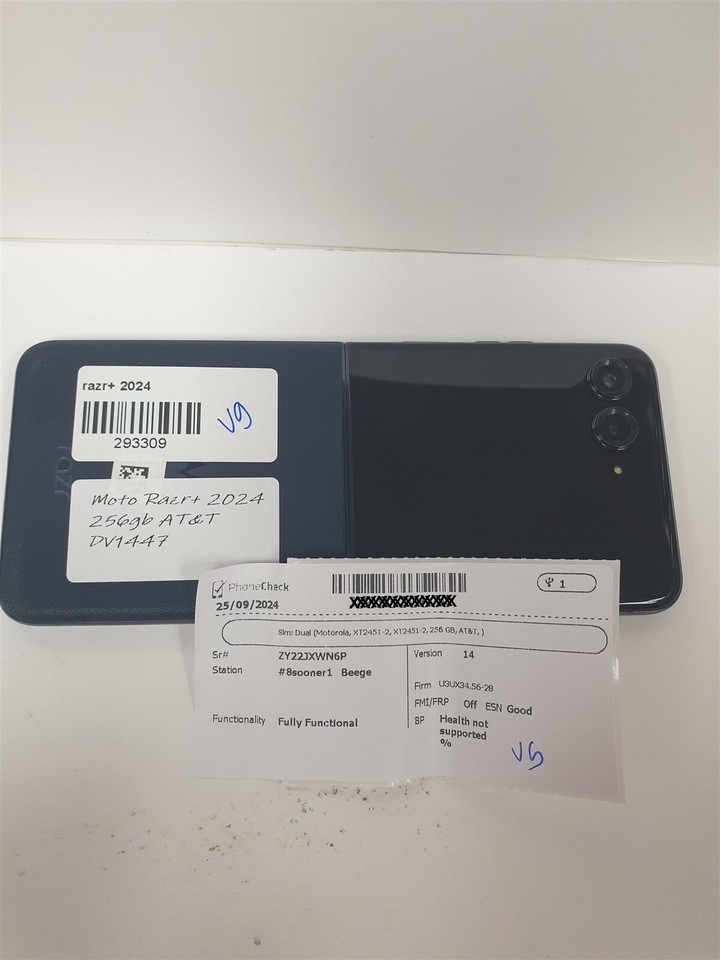Motorola Razr+ 2024 256gb Blue XT2451-2 (AT&T) Fully Functional DV1447 ...
