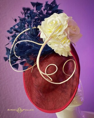 Aimee Fuller Royal Ascot Fascinator Kentucky Derby Maroon Navy Blue ...