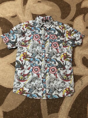 Marvel Button Up Shirt Blue S | eBay