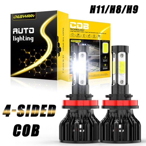 4-Sided H11 H9 Headlight Bulbs Low Beam Super Bright 6000K White | eBay