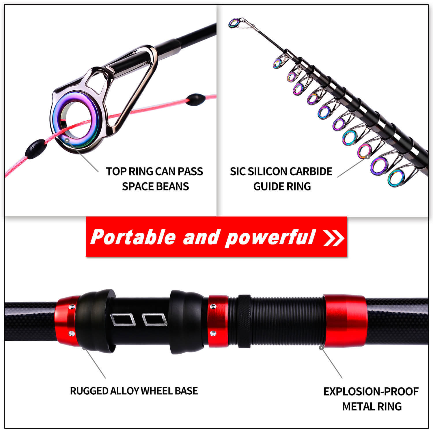 New Telescopic Spinning Fishing Rod Travel Lure Carbon Fiber Casting ...