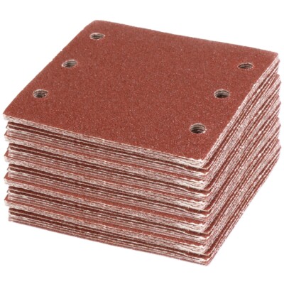 50x SQUARE SANDING SHEETS 60 GRIT Punched Hook & Loop Abrasive ...