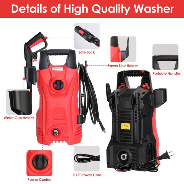 Electric High Pressure Washer 3000PSI Max 2.6GPM Powerful Car Washer ...