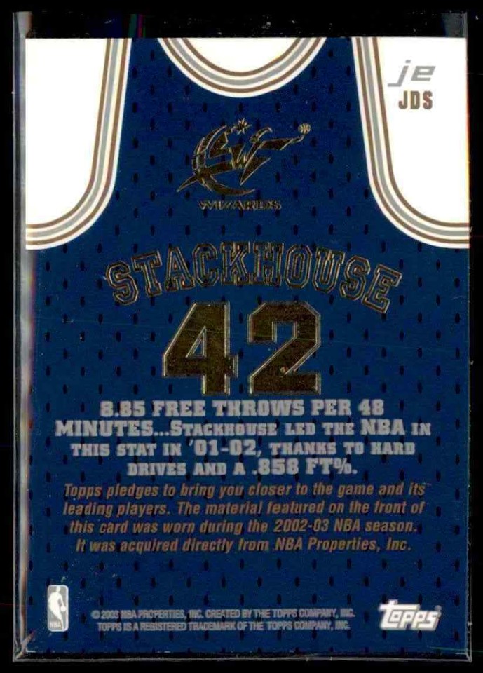 2003-04 Topps Jersey Edition Jerry Stackhouse Relic Washington Wizards ...
