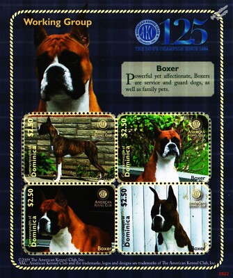 DOGS OF THE WORLD / Boxer / Boxers Dog MNH 4v-Stamp Sheet #76 (2009 ...