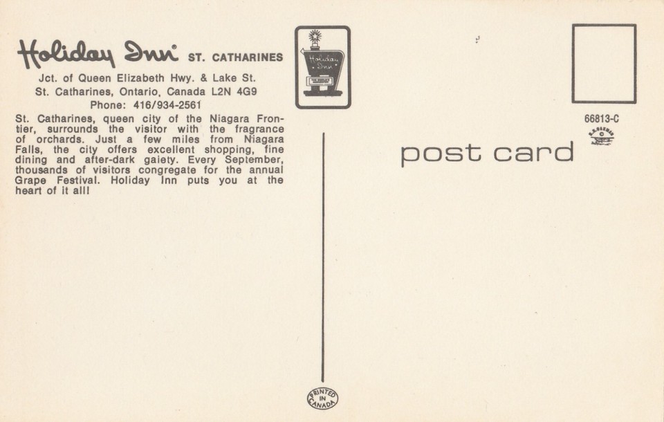 VINTAGE HOLIDAY INN ST. CATHARINES ONTARIO POSTCARD | eBay
