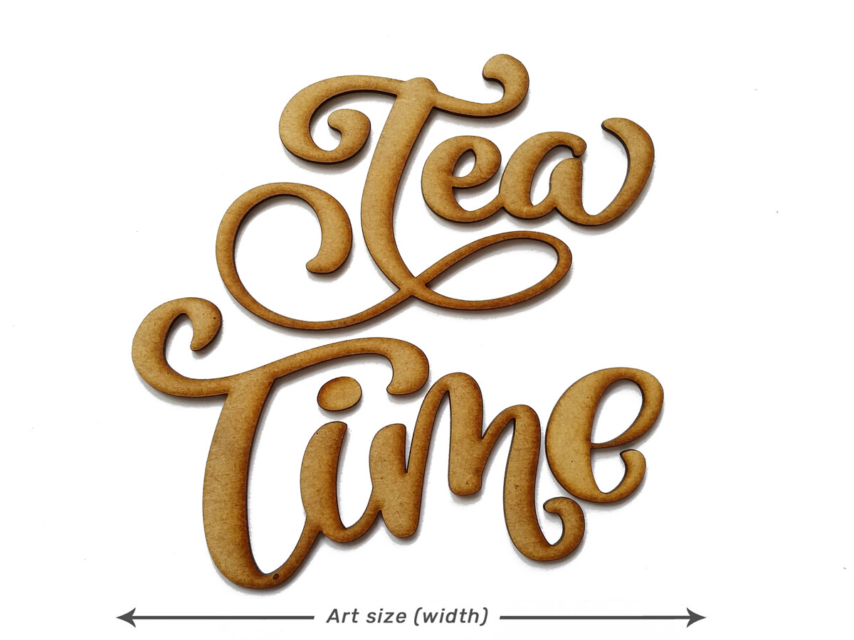 Wooden MDF "Tea Time" Shape Letters Word Wall Art Sticker Room Decor ...