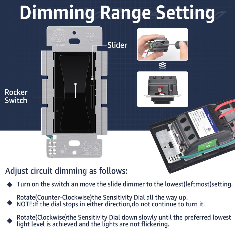 2PK Black Dimmer Light Switch LED CFL 3-Way LED Incandescent ETL | eBay