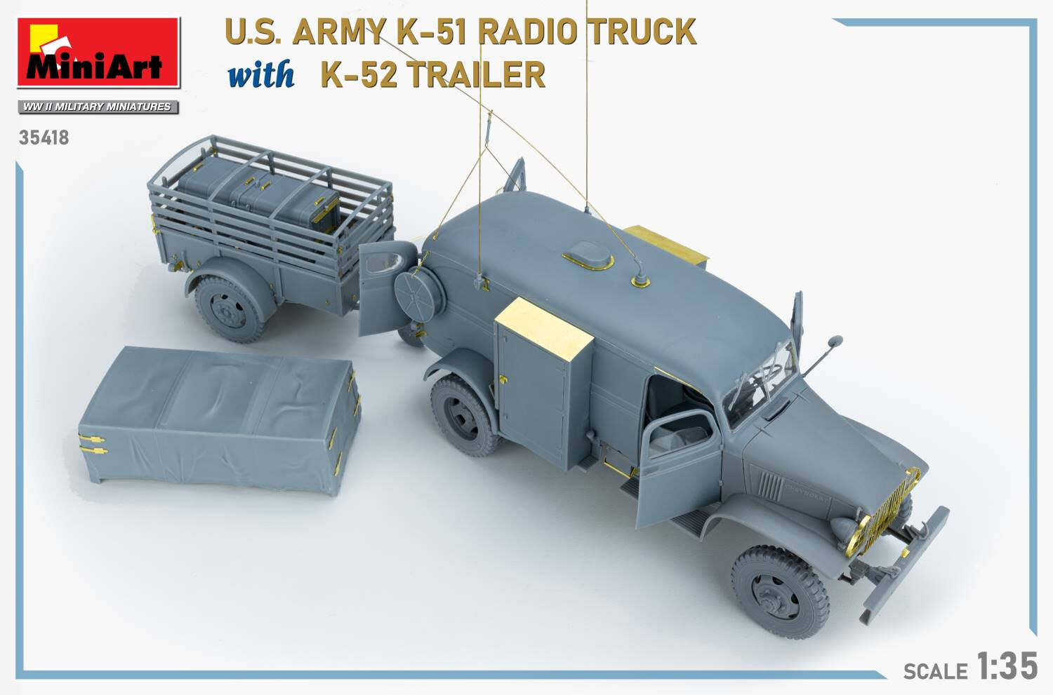 MiniArt 35418 1:35 US ARMY K-51 RADIO TRUCK WITH K-52 TRAILER. INTERIOR ...