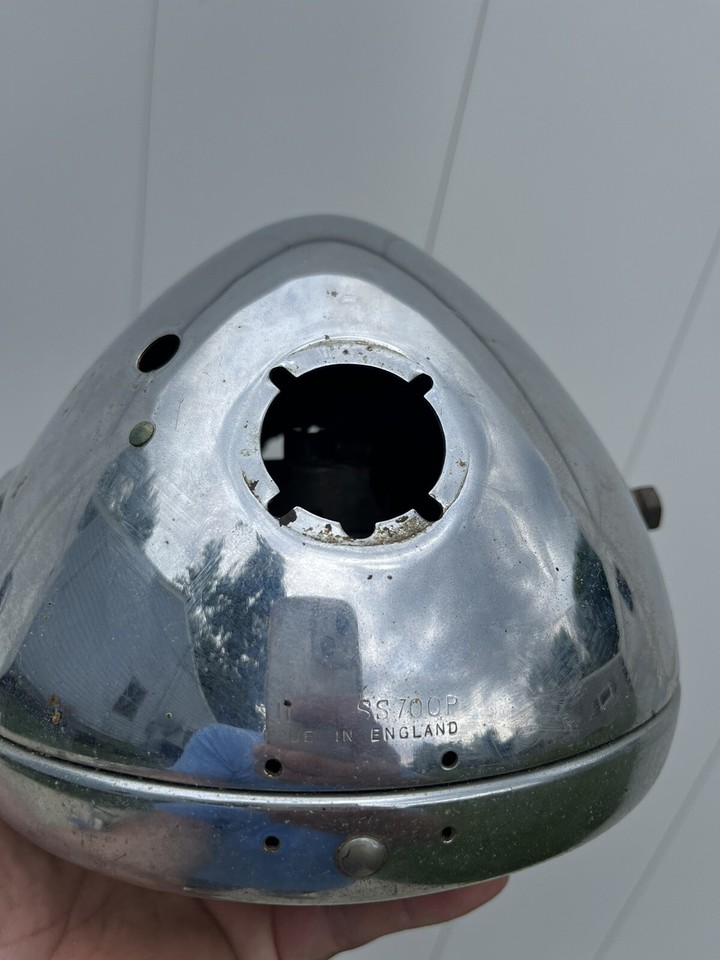 Lucas SS700P Headlight Shell Bucket Headlight Unique Glass BSA Triumph ...