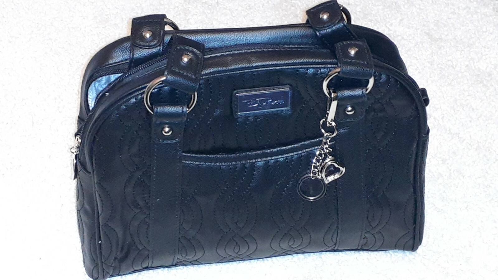 NEW Bella Russo Purse Dual Compartment Handbag Black Quilted Faux ...