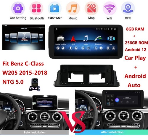 For Benz C-Class W205 NTG5.0 10.33'' Android 12 8+256GB Car Radio GPS ...