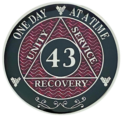 AA 43 Year Coin Red, Silver Color Plated Medallion, Alcoholics ...
