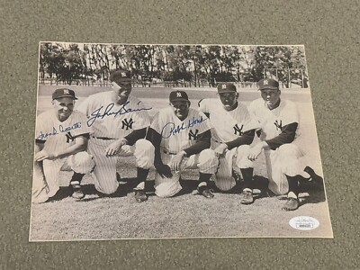 FRANK CROSETTI/RALPH HOUK/JOHNNY SAIN SIGNED 8 X 10 Paper Photo W/JSA ...