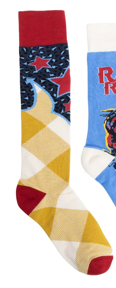 Double D Ranch Boot Socks-Up & Over-Star Check Print - New | eBay