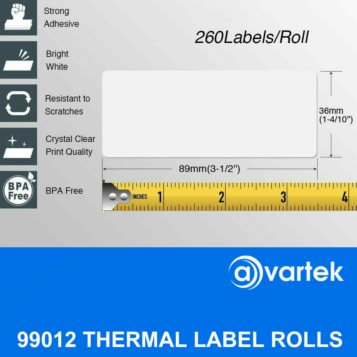 Compatible For DYMO 99012 S0722400 Thermal Labels 89mm x 36mm 260 Per ...